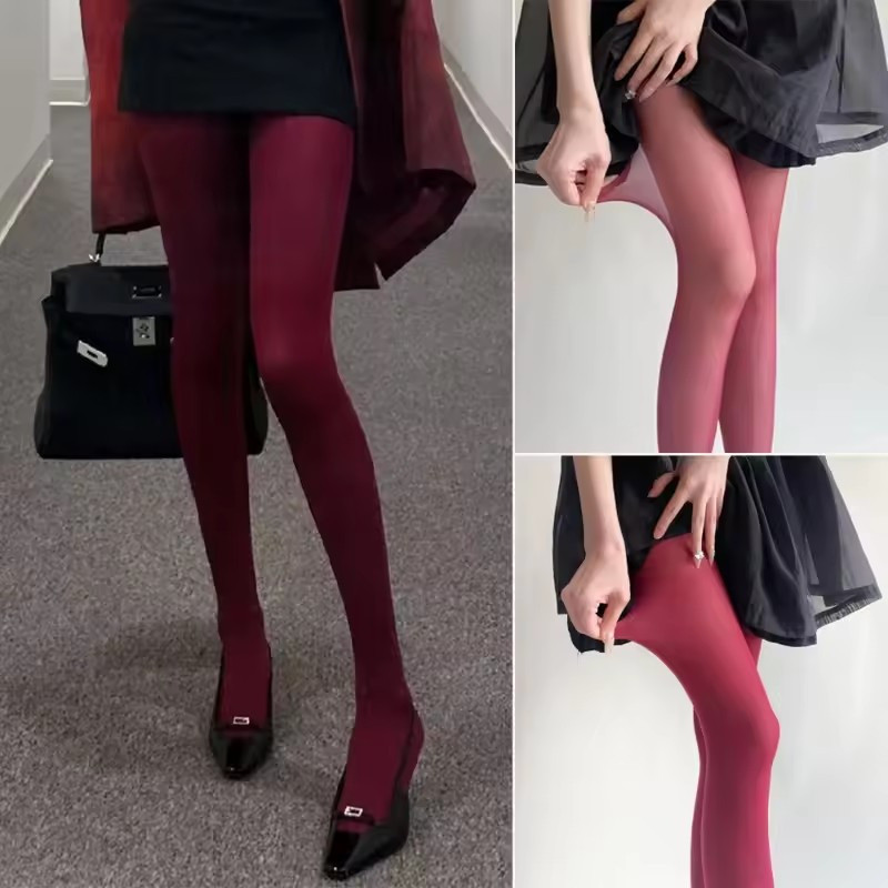 Tights Silk Pantyhose - Wine Red Stockings - Sexy, Vintage, Fashion ...