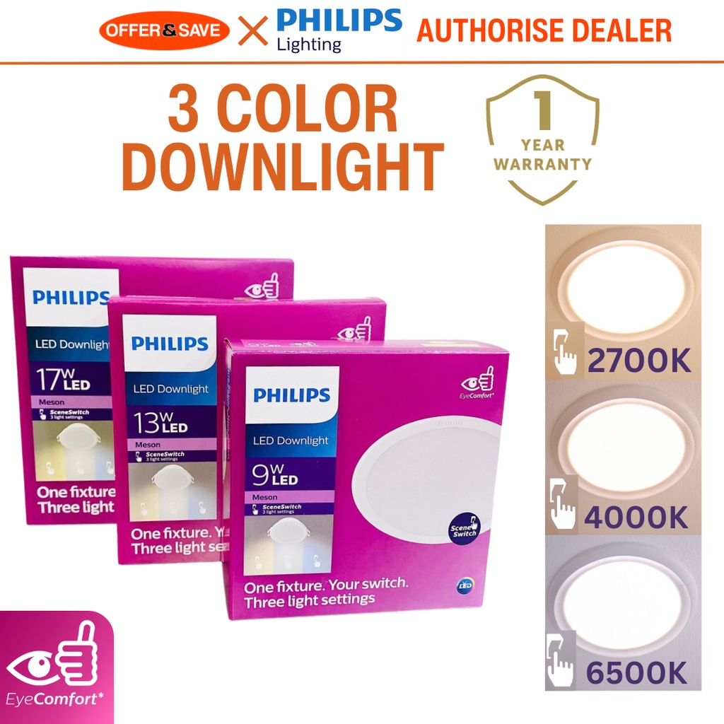 Philips Meson SceneSwitch Downlight 3 Color Downlight Tri Color ...