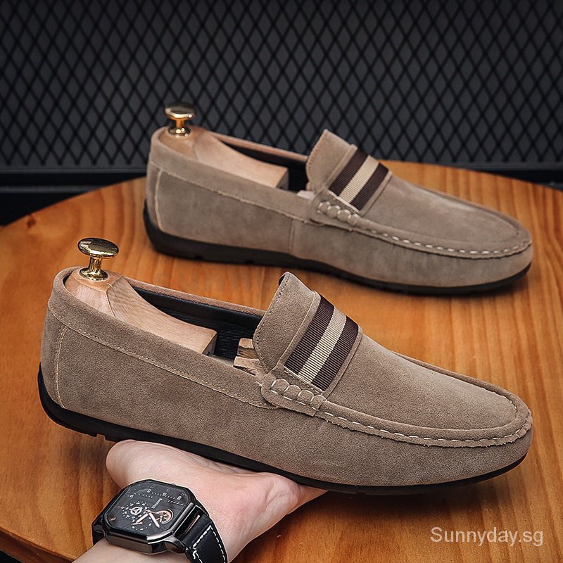 Ready stock genuine leather peas shoes flat shoes driving casual shoes ...