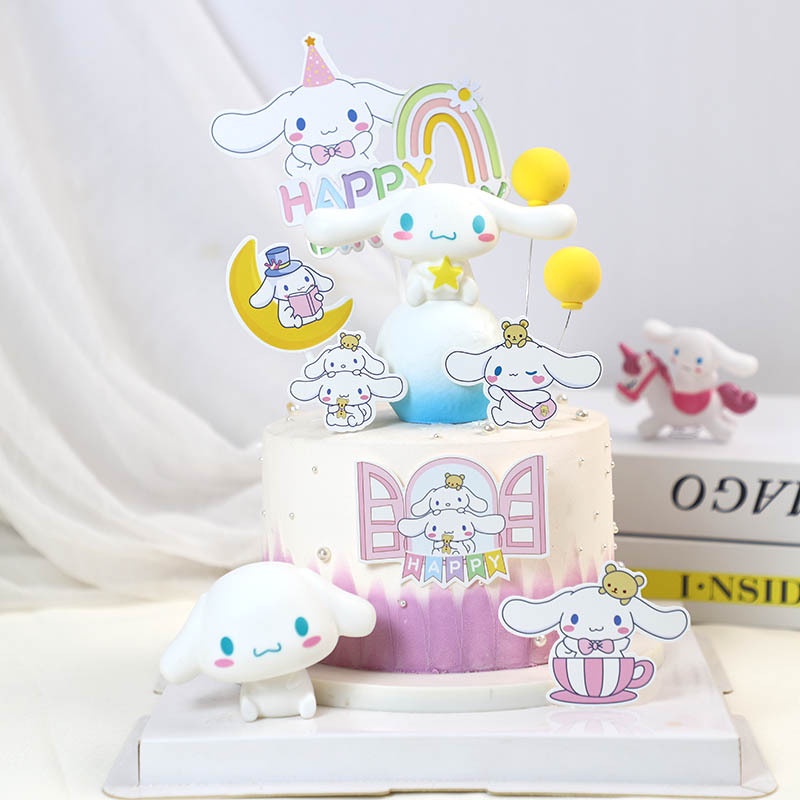 Cartoon Cake Topper Decorations Baking Ornaments Big Ear Dog Kitty ...