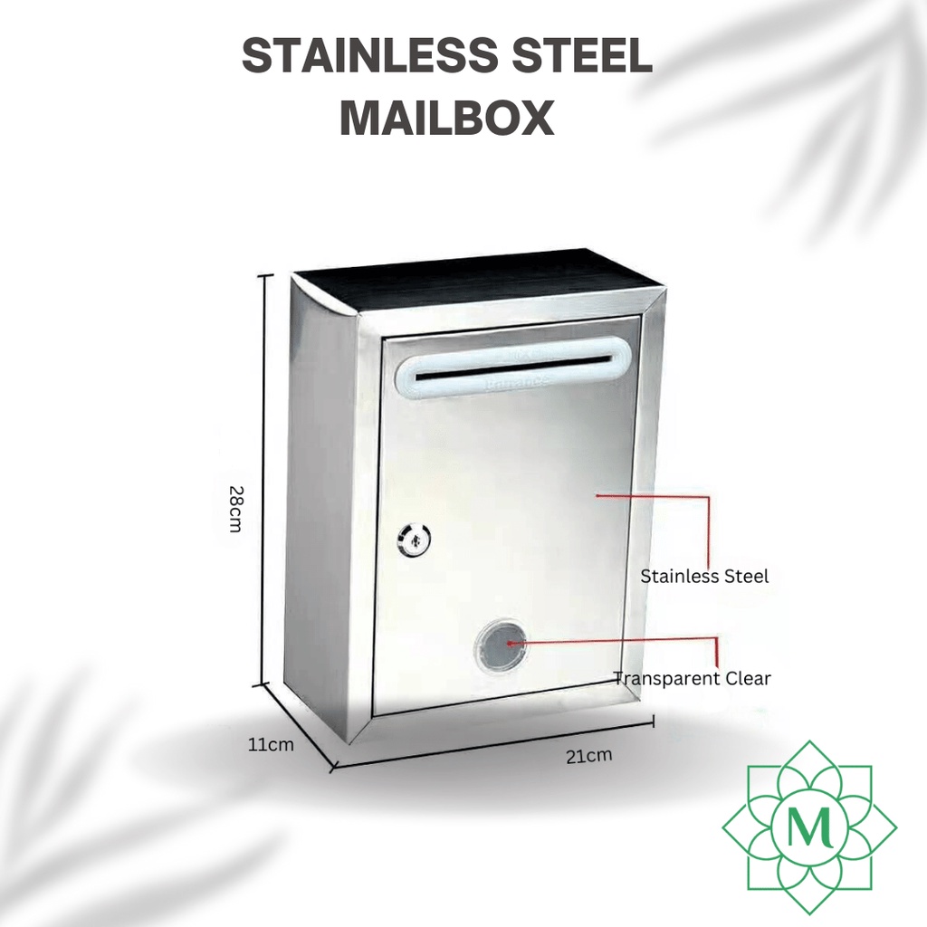 Waterproof Stainless Steel Home Mailbox with Key Lock - Post, Newspaper ...