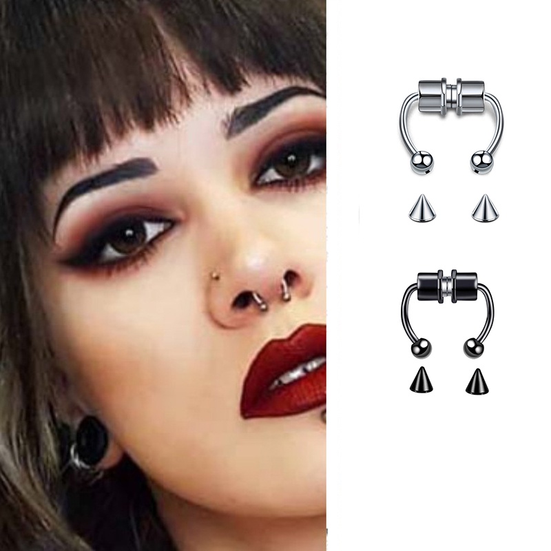1pcs Fake Piercing Nose Ring 316L Stainless Steel Fake Magnetic ...
