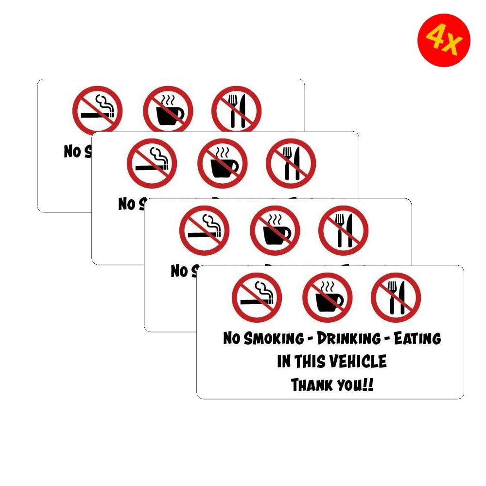 4X No Smoking Drinking Eating In This Vehicle Taxi Bus Rides Decal ...
