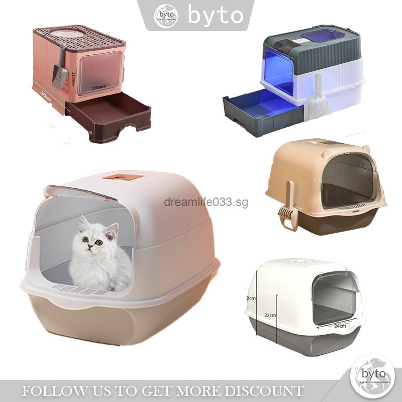 Byto Enclosed Cat Litter Box/Extra Large/Cat Full Enclosed Flip Cat ...