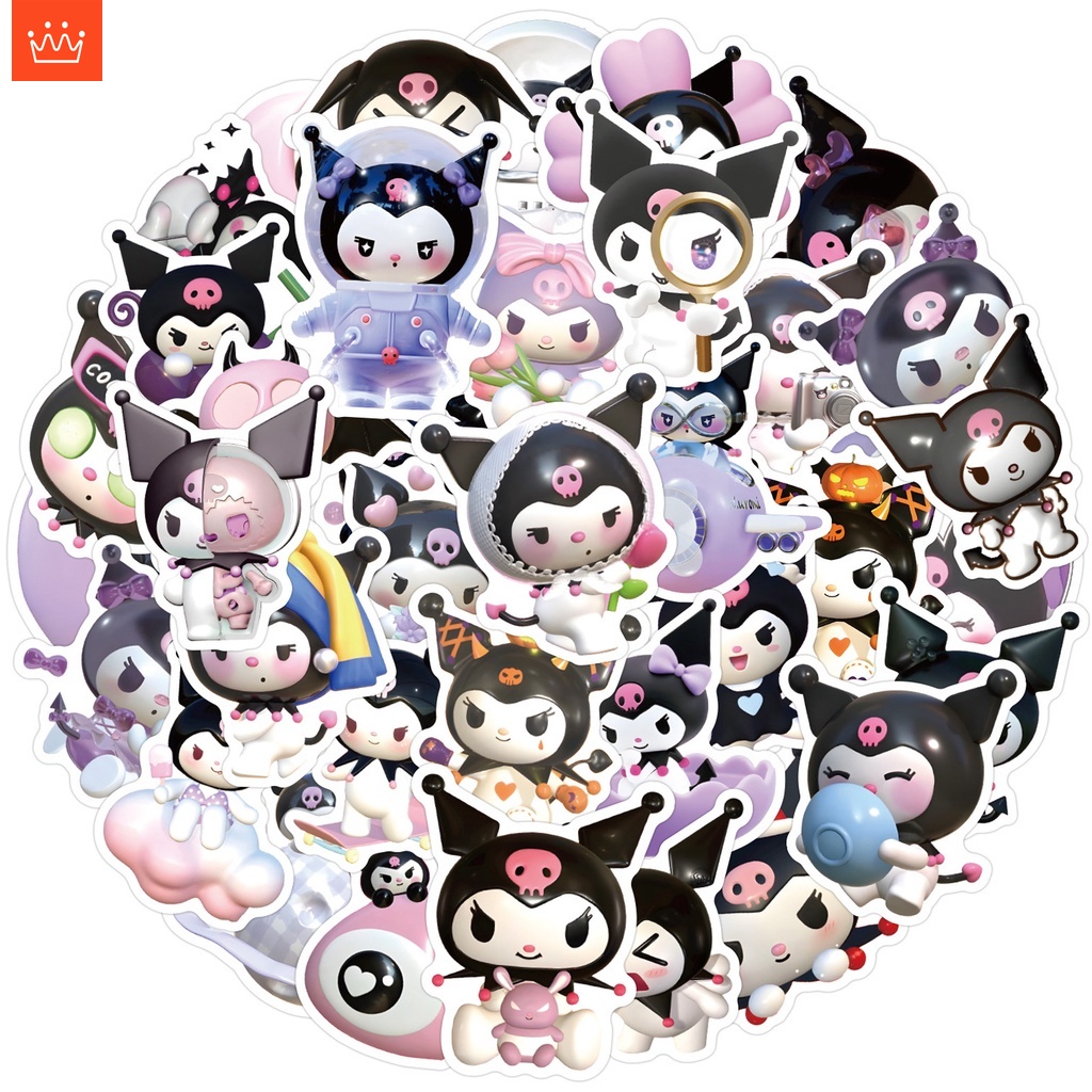 J· 3D Kuromi Stickers Set Cartoon Graffiti Waterproof Decals Pack, 50 ...