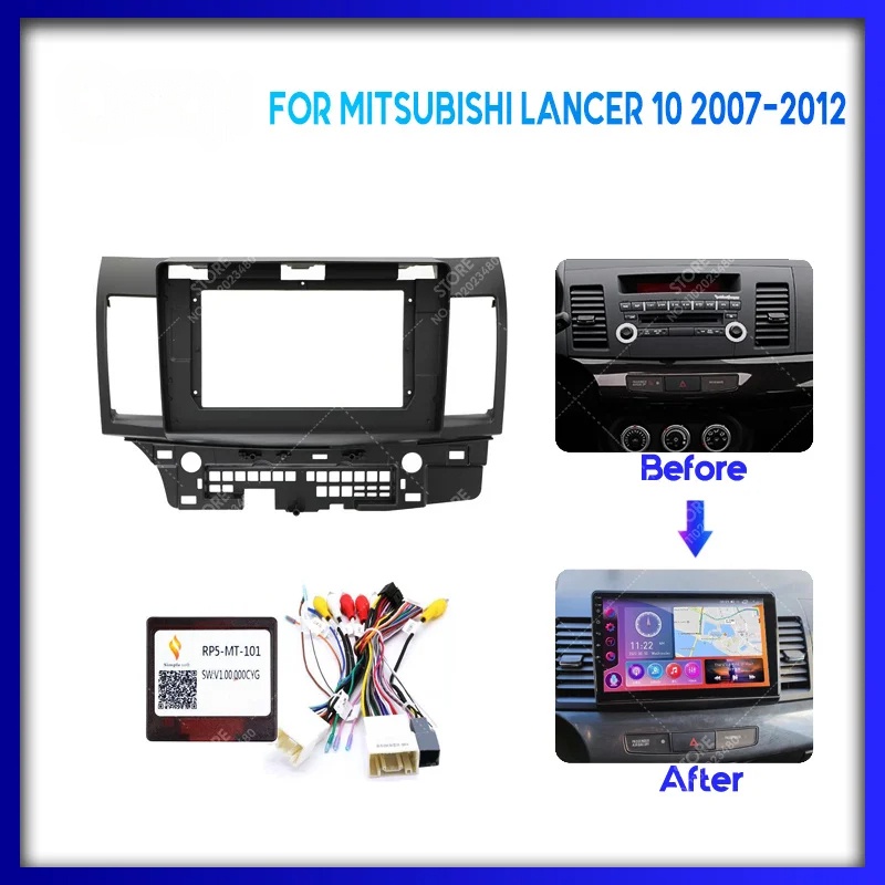 10" Car Frame Fascia For Mitsubishi Lancer 10 CY 2007 -2012 Adapter Canbus Box Decoder Cable ...