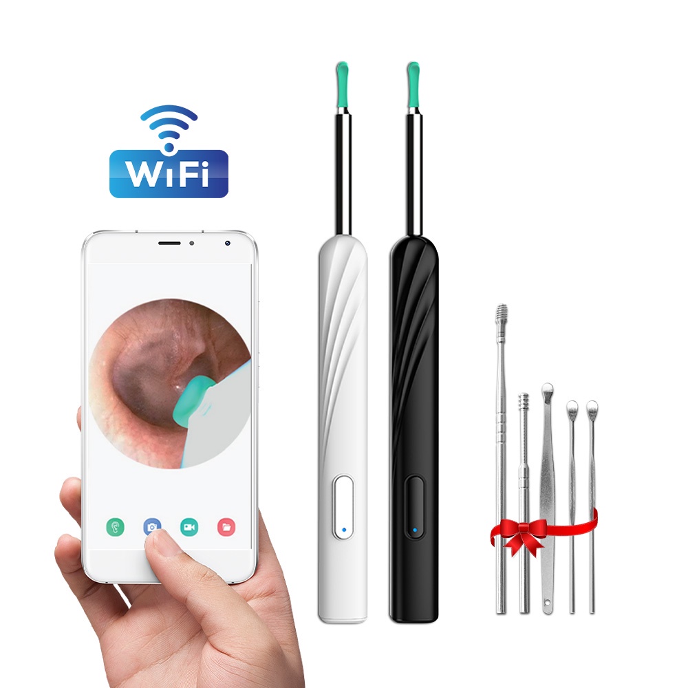 LED Wireless Smart Visual Ear Cleaner Otoscope Ear with Camera Ear Wax ...