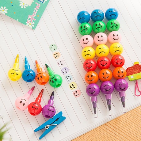 Favorite RAINBOW COLOR PENCILS 1 SET CONTAINS 7 COLORS / SMILEY EMOJI ...