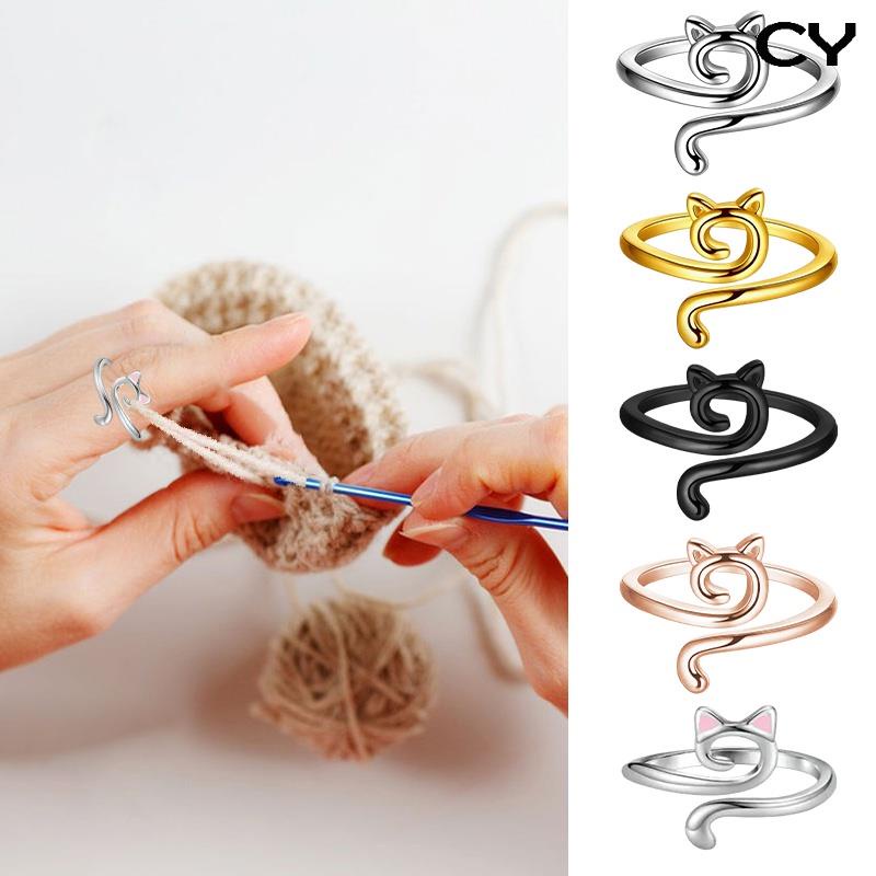 1 Piece Metal Knitting Tools Handamde Peacock Finger Ring Blade Needle ...