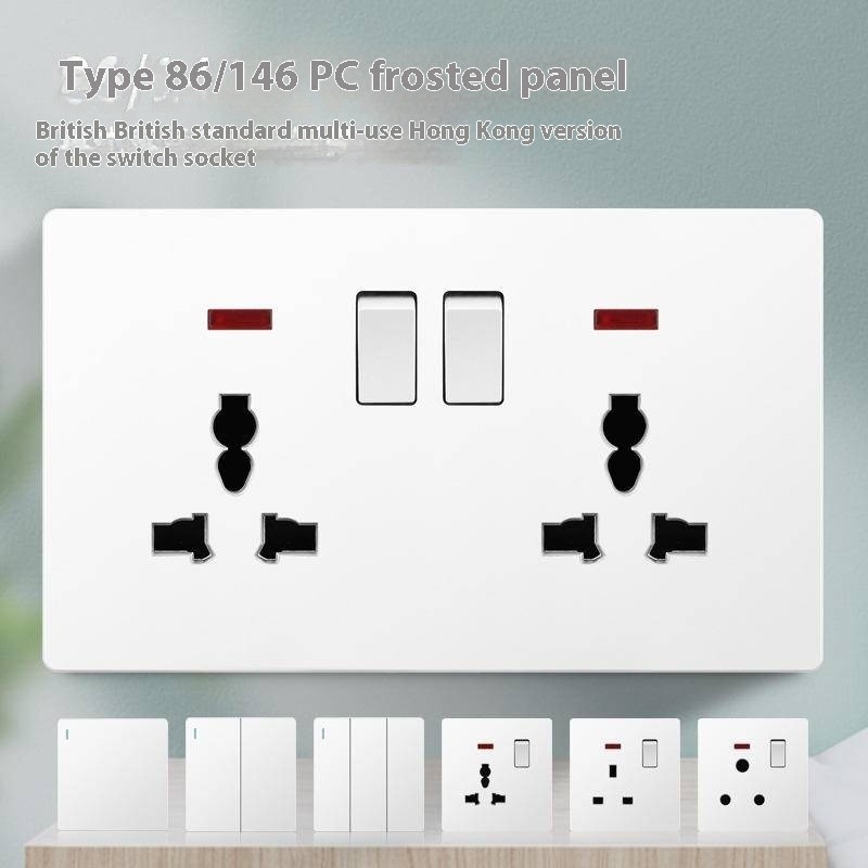 British Standard Switch Board White One Open 13A Socket Two Open Multi ...