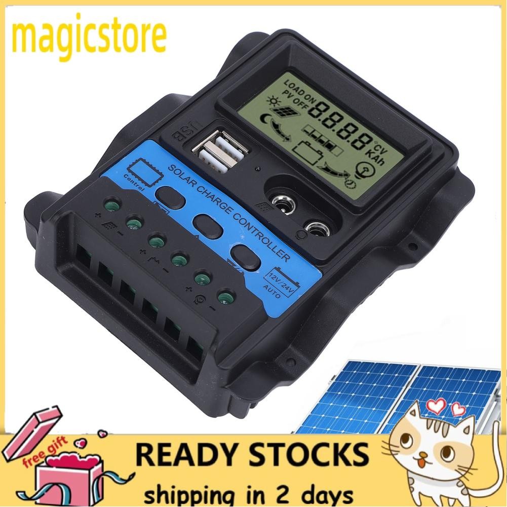 Magicstore Solar Controller PWM Panel with Dual USB Port Battery ...