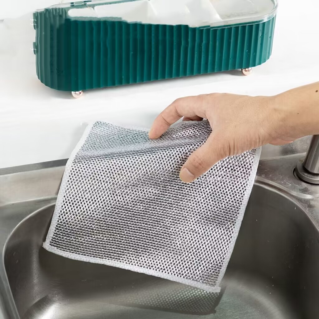 5 Pcs Metal Wire Cleaning Cloth Mesh Non-oiled Wipe Kitchen Stove Dish ...
