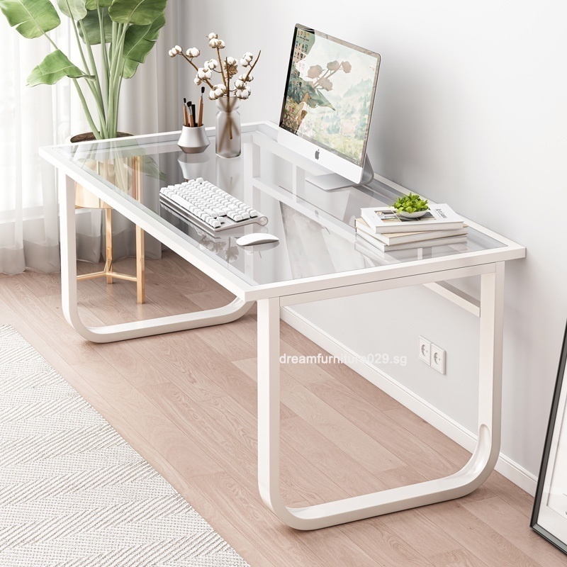 Quality Tempered Glass Study Table Computer Desk For Home Office Table ...
