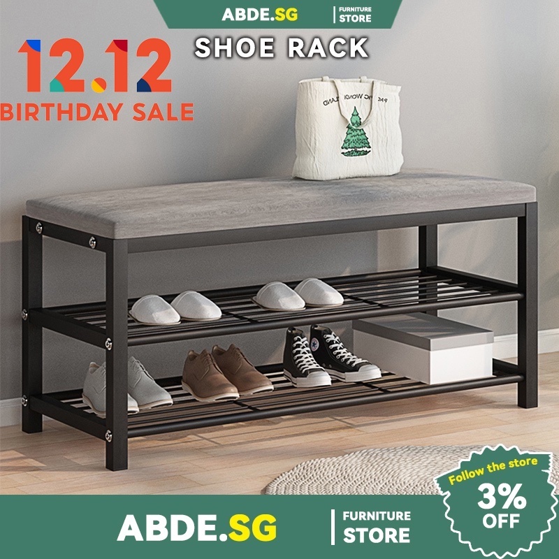 JINQUANJIA Shoe Rack Bench with Imitation Leather Seat Multifunctional ...