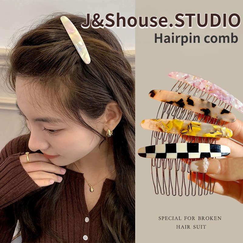 KF713 Korean new simple acetate and metal hairpin comb clip hair women ...