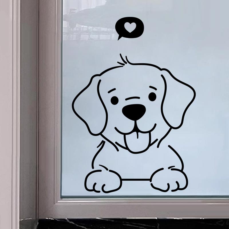 Dog Cute Hi Window Glass Door Sticker for Pet Shop Sliding Door Vinyl ...