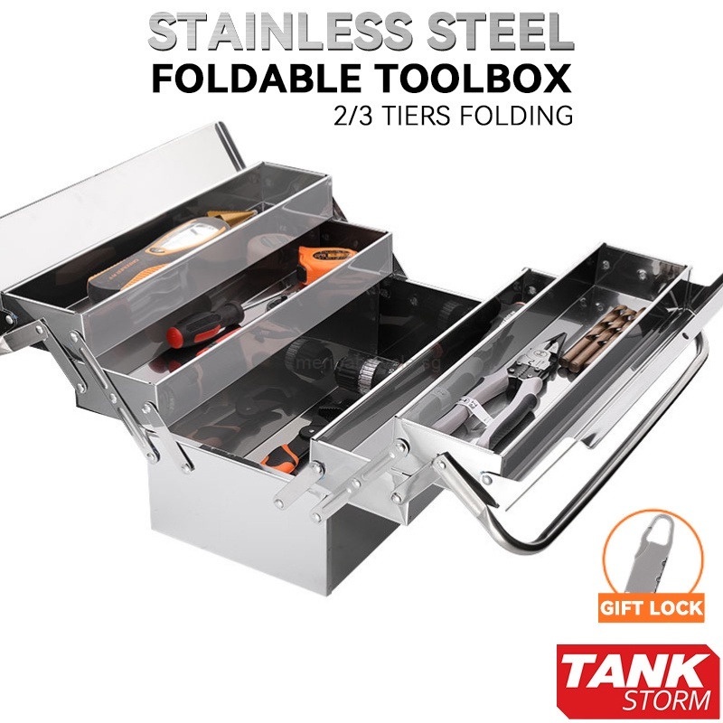 Stainless Steel Toolbox Storage Box Set Portable Large Industrial Car ...