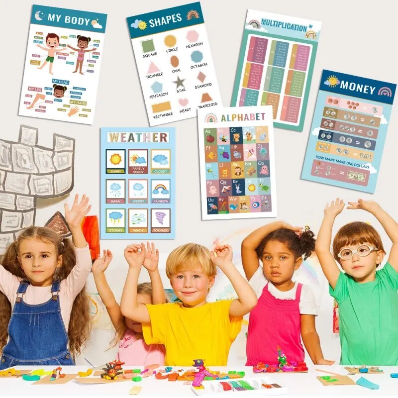 16 Themes Educational School Posters Preschool Kids English Words ...
