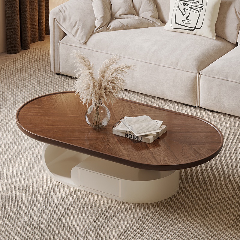 [ IN STOCK ] Coffee Table Grain Oval Dual-Use Dining Table Living Room ...