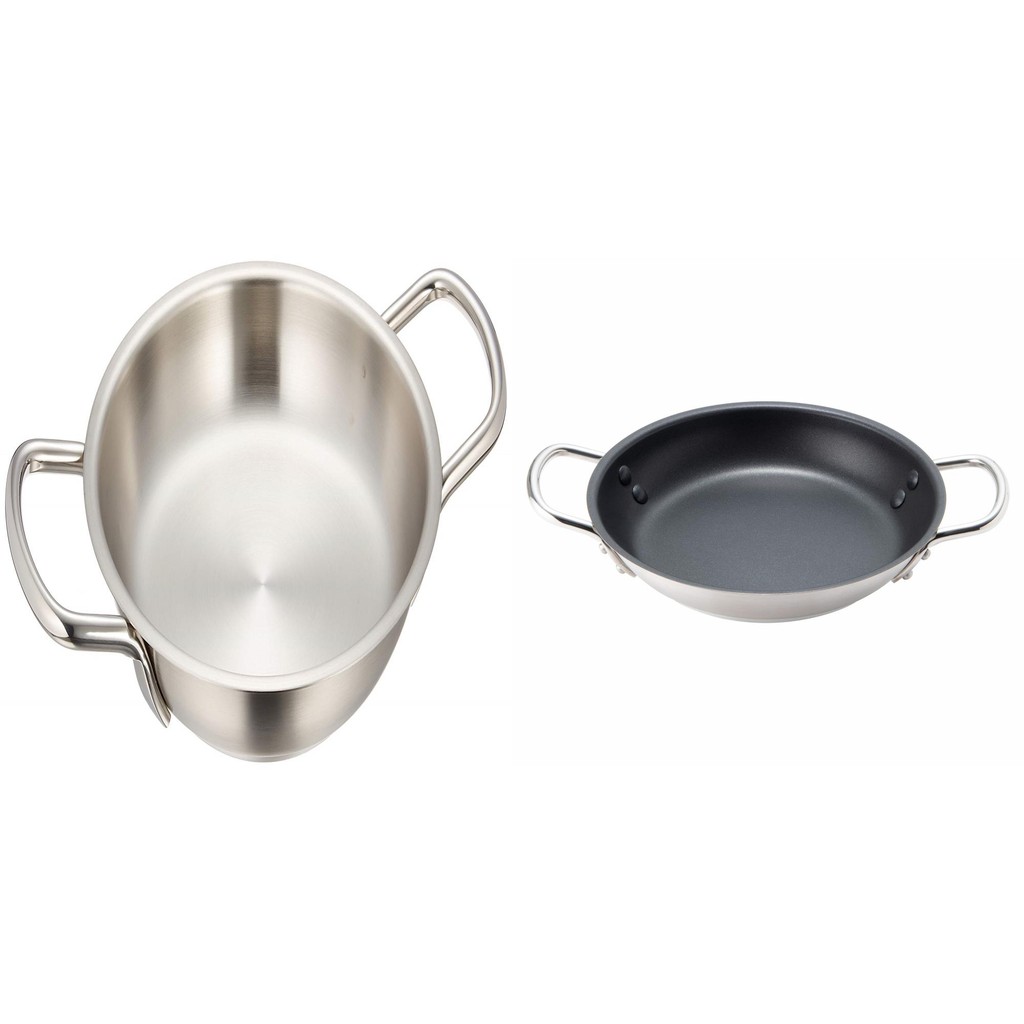 Endo Shoji Commercial Murano Induction Omelet Pan 28cm IH Compatible 18-8 Stainless Steel/Teflon ...