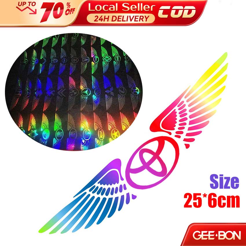 GEEBON Car Angel Wing Sticker Laser Reflective Wing Modified Acc Car ...
