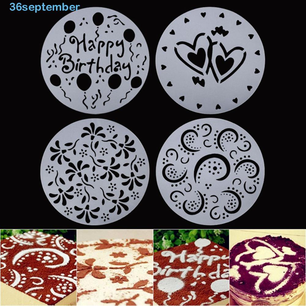 SEPTEMBER Cake Stencil Set Happy Birthday Kitchen Sugar Sieve Art Lace ...