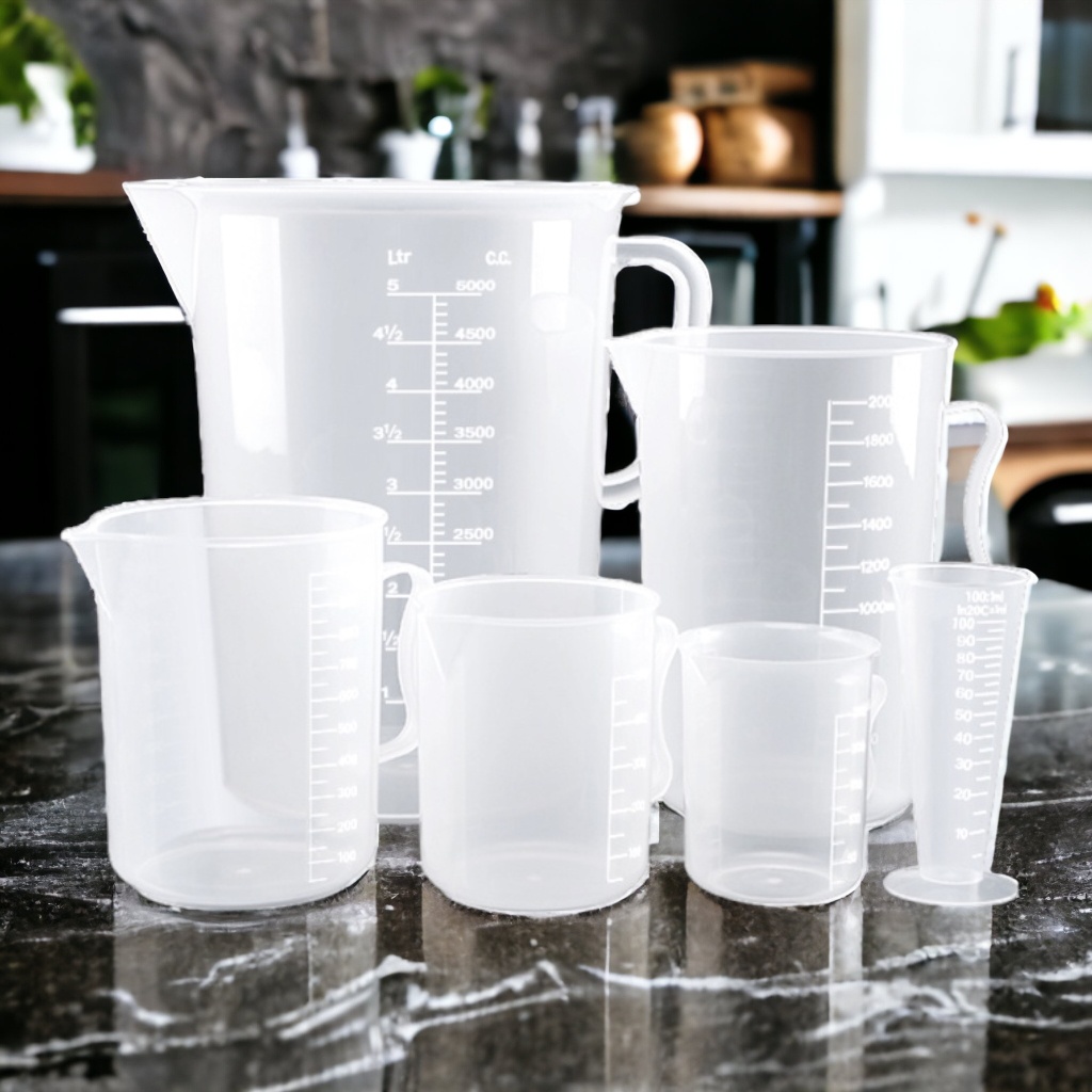 Dispensing measuring cup with capacity of 1 liter, 2 liters, 3 liters ...