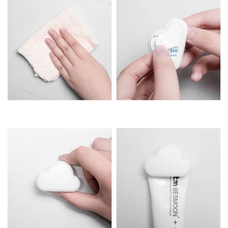 1/3pcs Cute Cloud Shaped Toothpaste Holder Hanger Wall-mounted Self ...