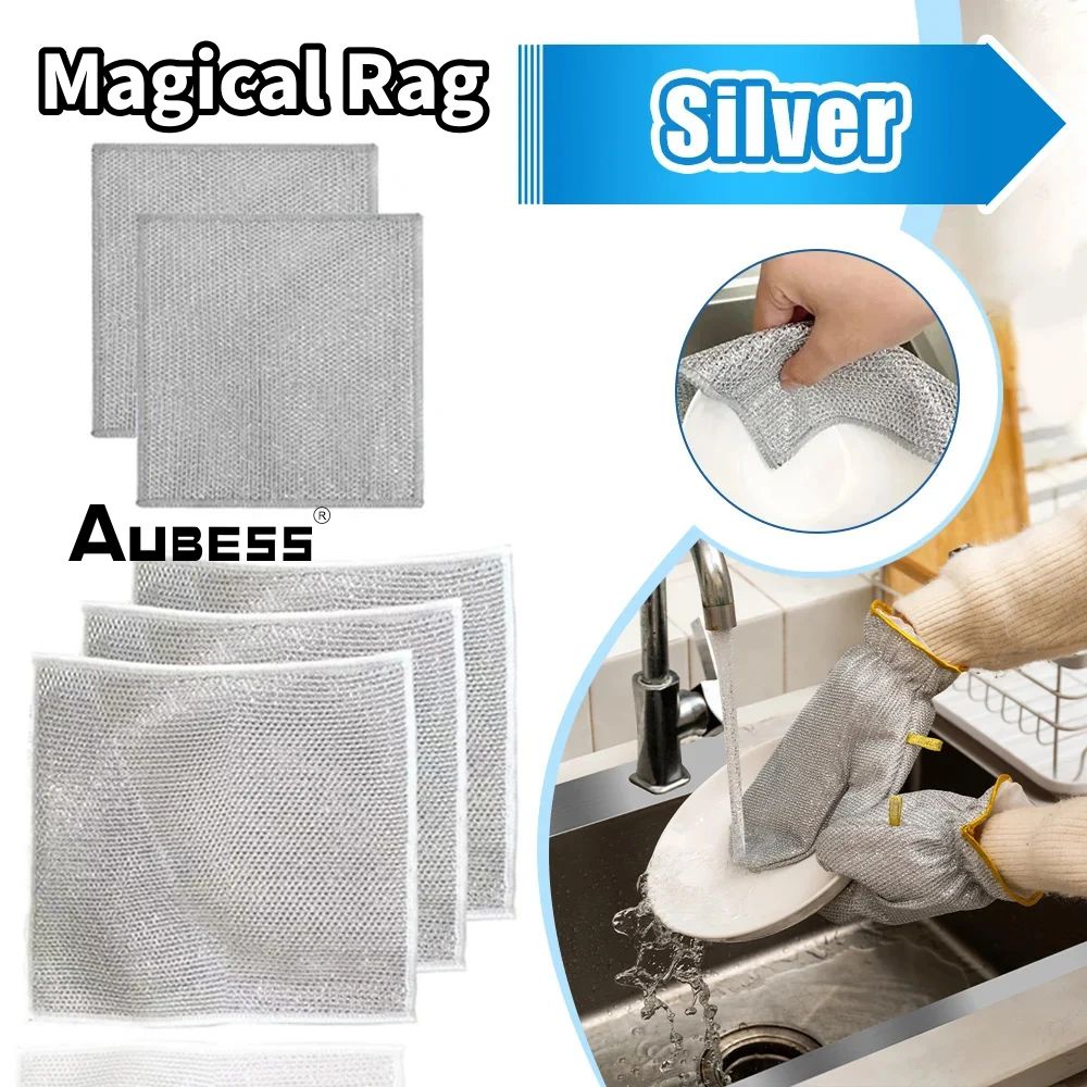 Rust Removal Cleaning Cloth Kitchen Magic Dishwashing Towel Metal Steel ...