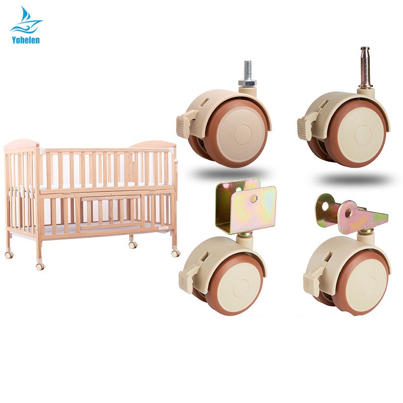 2'' Universal Crib Swivel Casters Cabinet Clamp with Brake Wheels Nylon ...