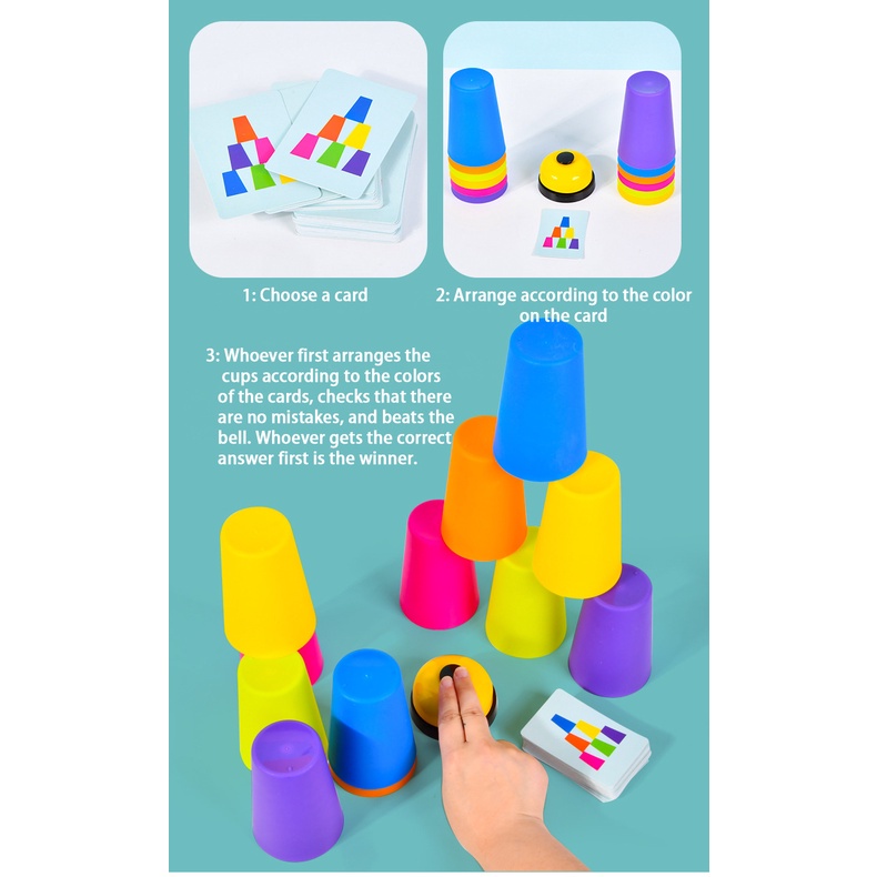 Stacking Cups Games Kids Early Competition Educational Toy Shape and ...