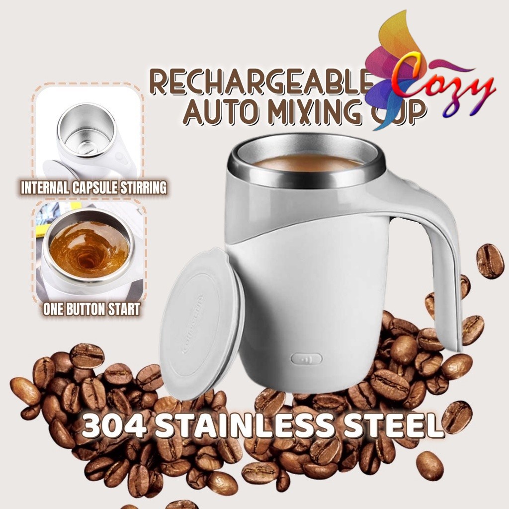 Rechargeable Auto Stirring Mug 380ml Travel Self Stir Magnetic Coffee ...
