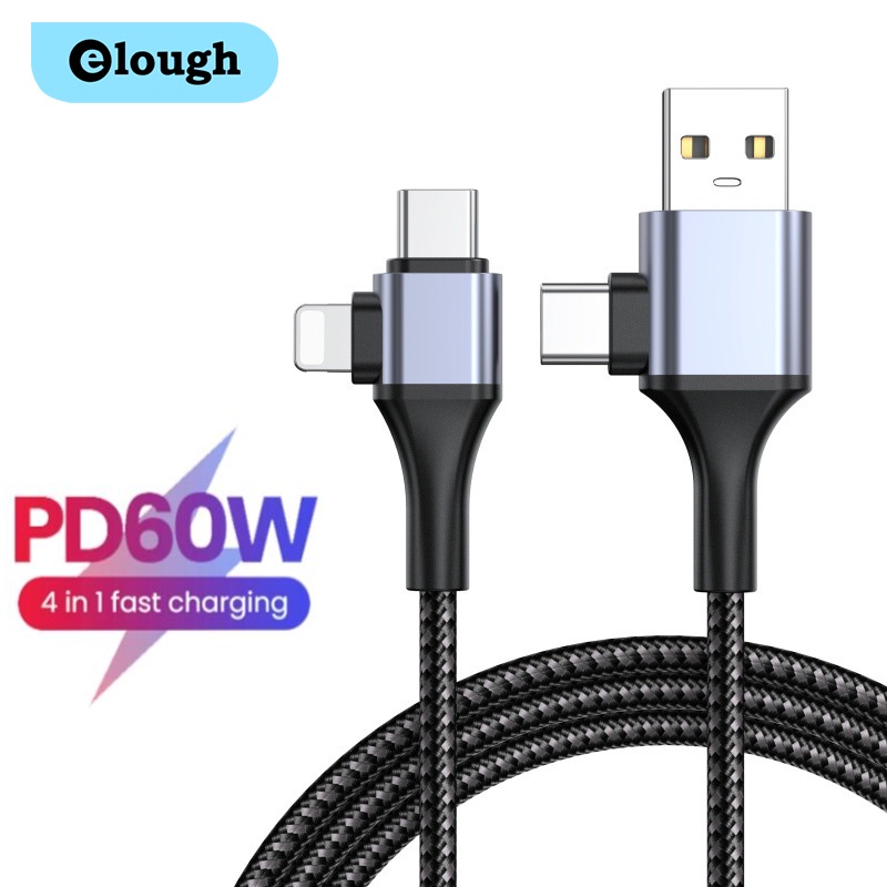 Elough 4-in-1 Fast charging USB Type Data Transmission Cable PD60W USB ...