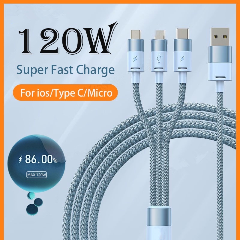 120W 3 in 1 Charging Cable 6A USB Type C Fast Charging Cable For ...
