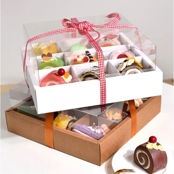 9 Grids Transparent Cake Boxes Mousse Pastry Cupcake Packaging Boxes ...