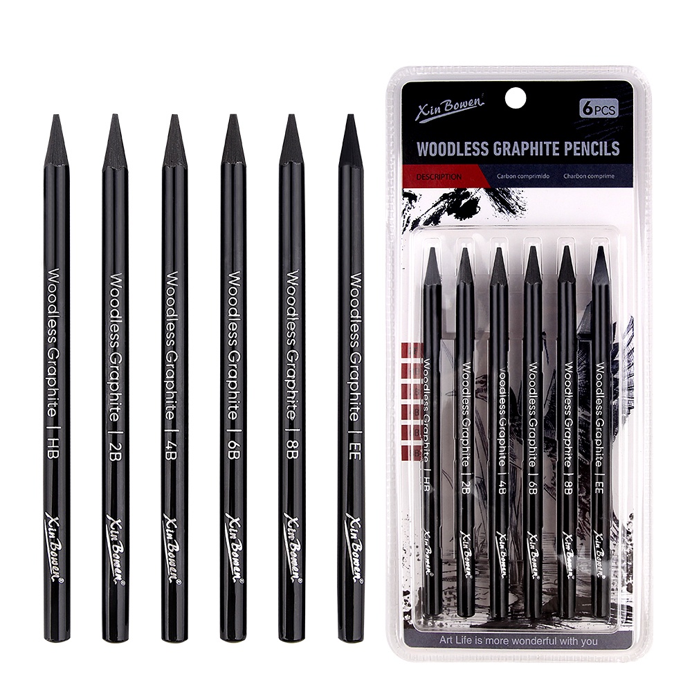 Artists Woodless Charcoal Pencil Set,Including Soft, Medium and Hard,HB ...