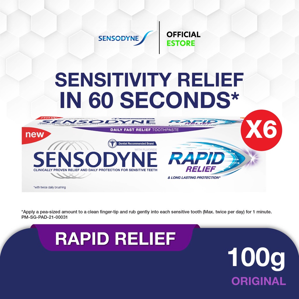 [6 Packs] SENSODYNE Toothpaste Rapid Relief, Fast Sensitivity Relief in ...