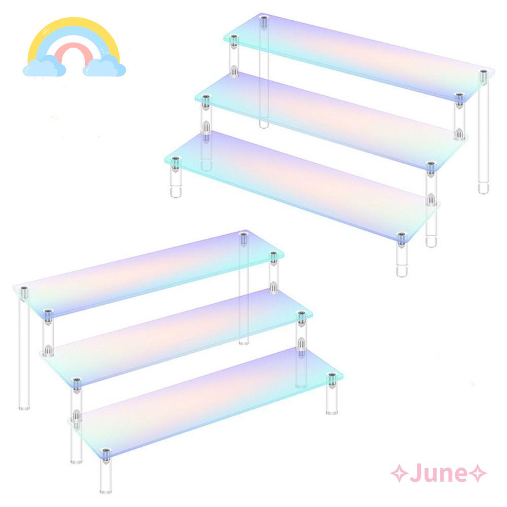 JUNE Display Risers Stand, 1-3 Tier Iridescent Display Shelf, Durable ...