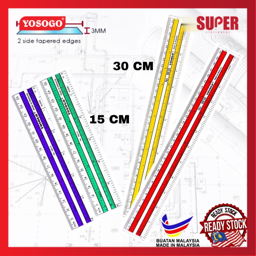 [super stationery] YOSOGO 15cm / 30 Cm Plastic Ruler Inch Cm Straight ...