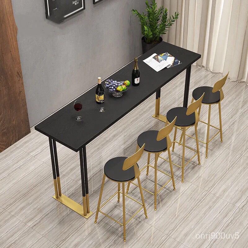 XYLight Luxury Coffee Shop Bar Counter Solid Wood Home Bar Black Gold ...