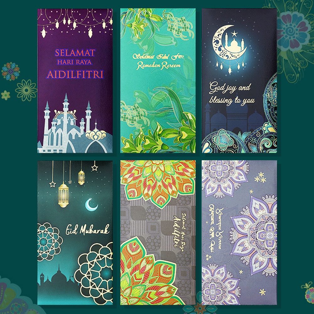 6 pcs/set 2024 Sampul Duit Raya Festival Hari Raya Upscale Packet Green ...