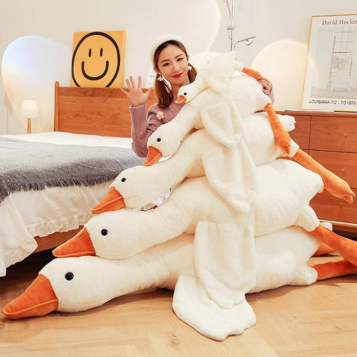 [SG Stock] Cute and Funny Fuzzy furry plush White Goose Cushion Cartoon ...