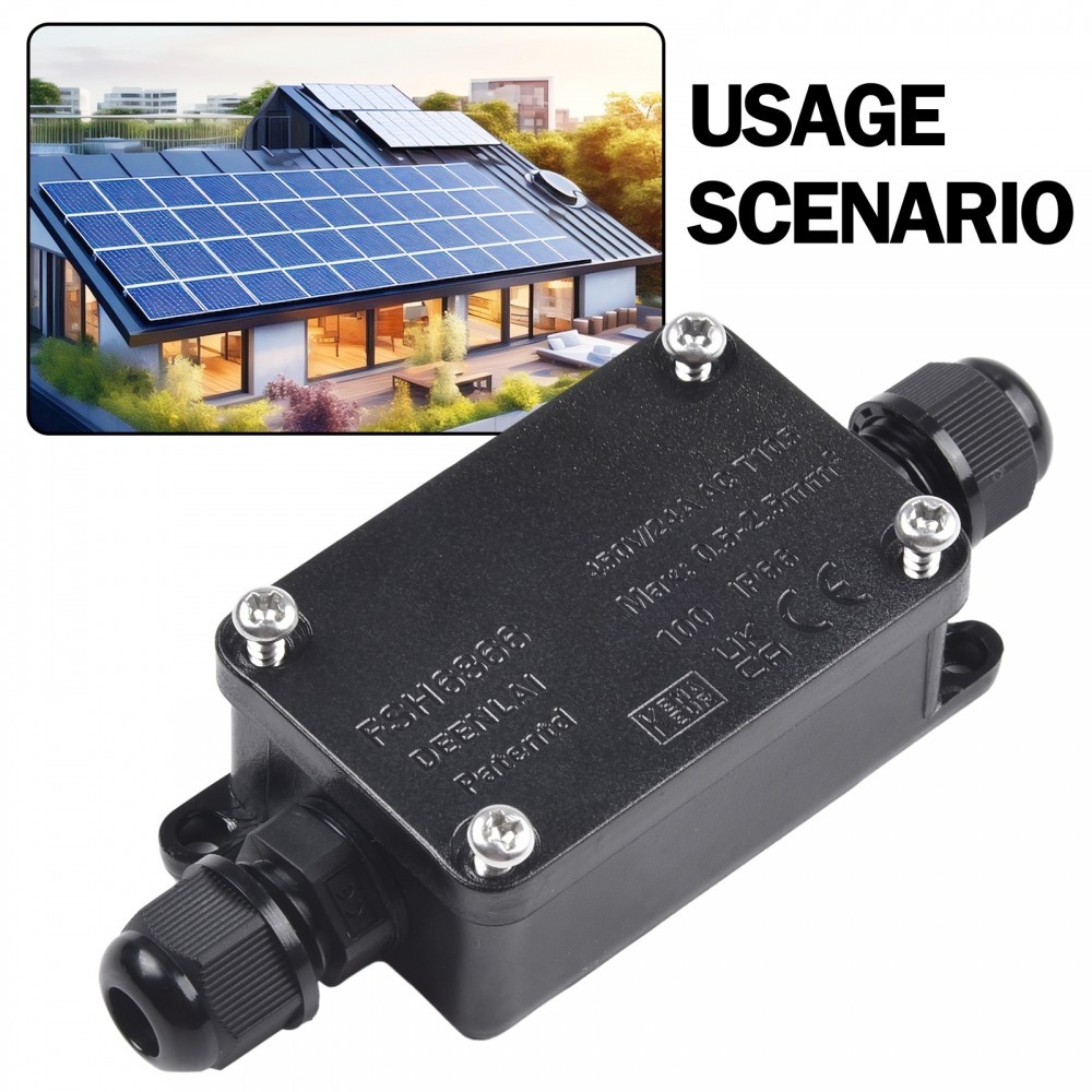 Waterproof Junction Box with 2 Way Outdoor Connection IP65 Rated Black ...