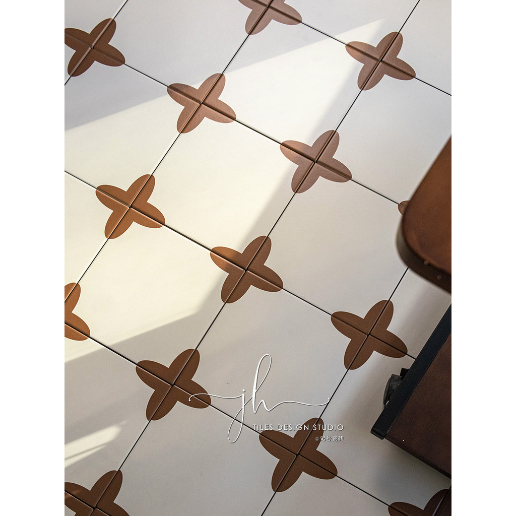 French Style Bathroom Tile Cream Caramel Color Floral Tile Toilet ...