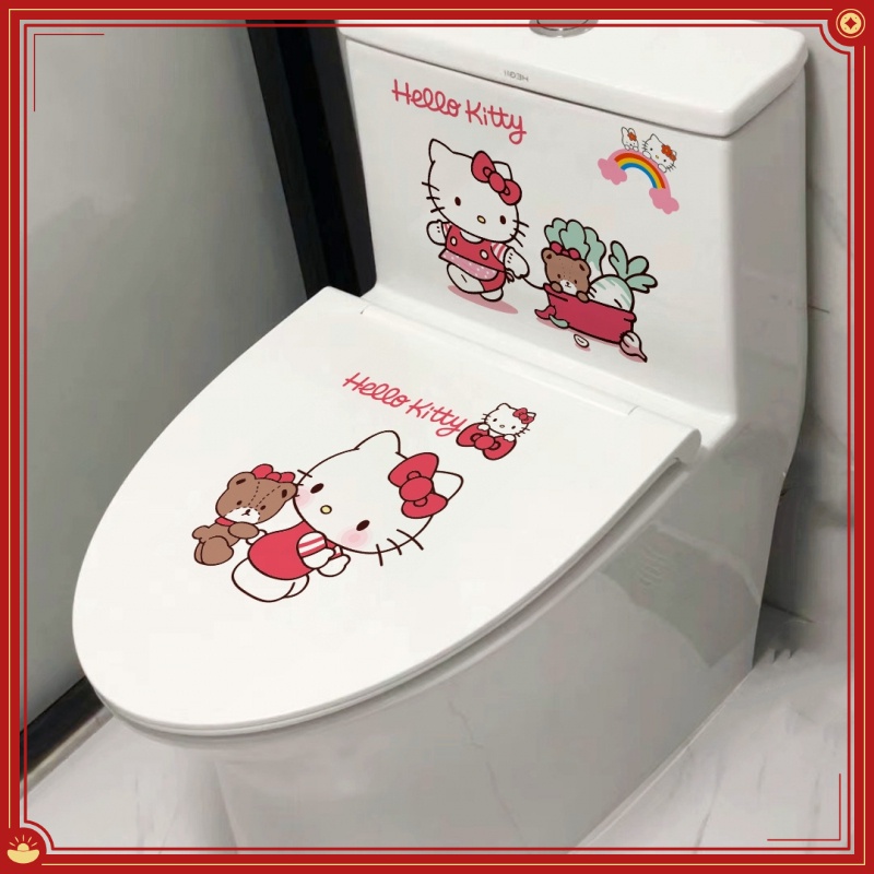 HelloKitty Cute Toilet Waterproof Toilet Cover Sticker Toilet Toilet ...
