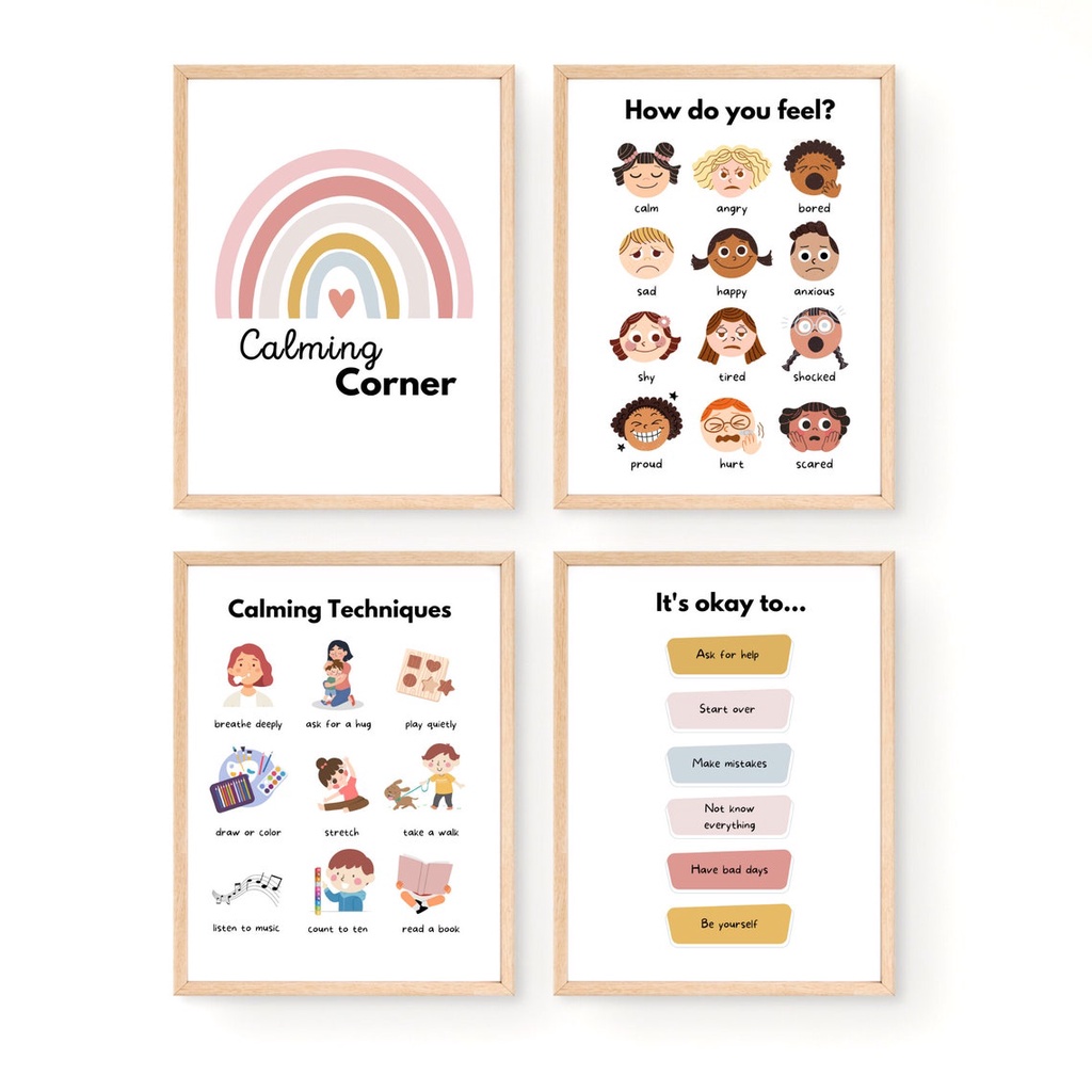 Calm Down Corner Posters Feeling Emotions Home School Prints Classroom ...