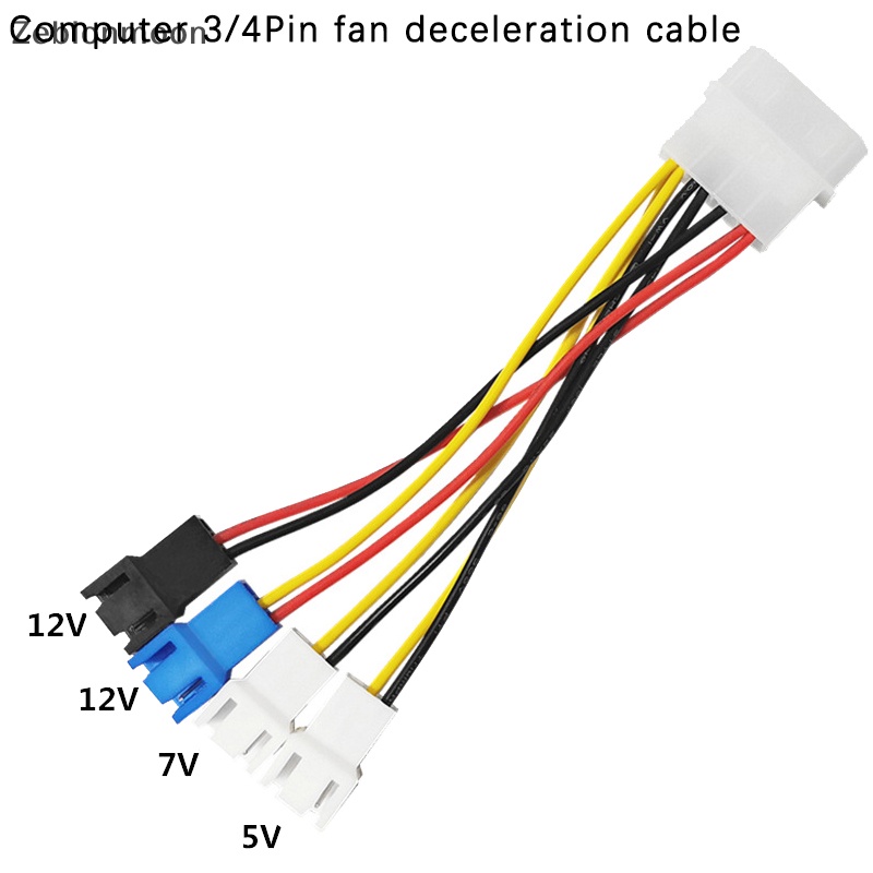 [moon] 1pcs 4-Pin Molex To 3-Pin Fan Power Cable Adapter Connector ...