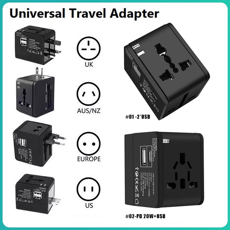 【Fast Delivery】Universal Travel Adapter USB Charger UK/US/EU/AU Multi ...