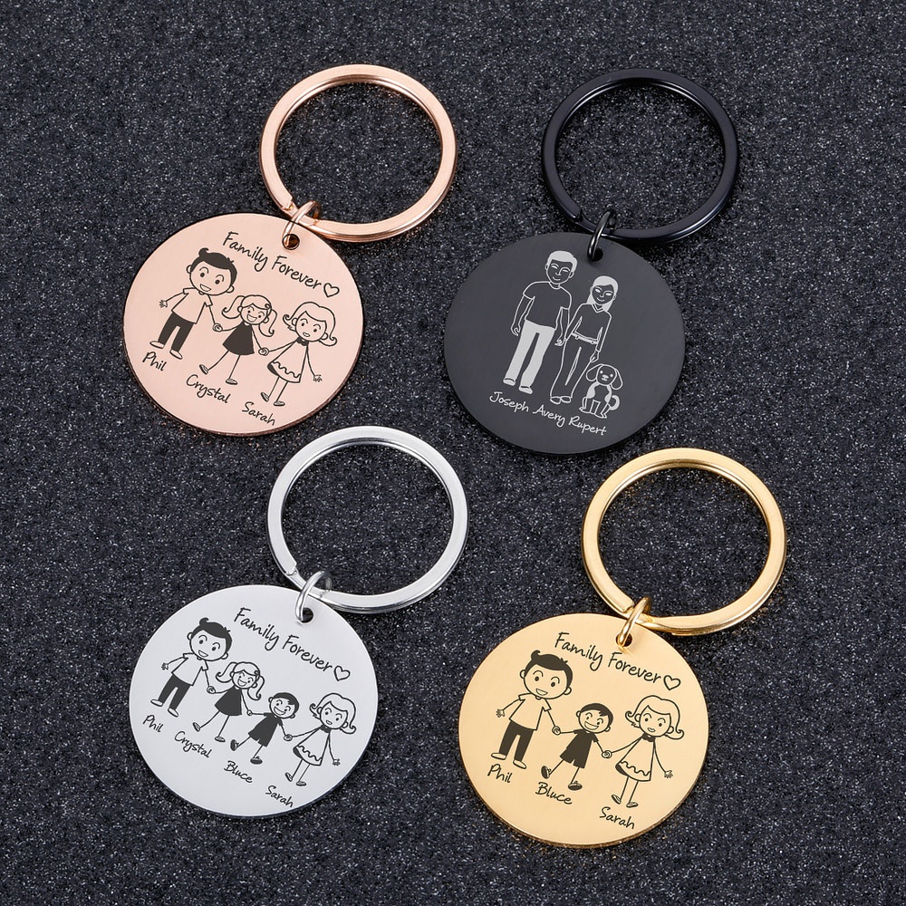 Personalized Family Gifts Keychain Custom Mom Dad Daughter Son Pet Key ...