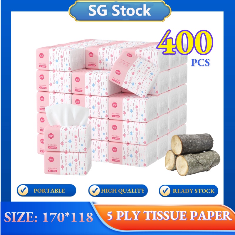 【SG Stock】High Quality 5 Ply 400 Sheets Facial Tissue Paper Kleenex ...
